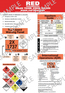 Hazardous Chemicals (Hazchem/ADR) Chart - RED - RECOVERY EQUIPMENT DIRECT