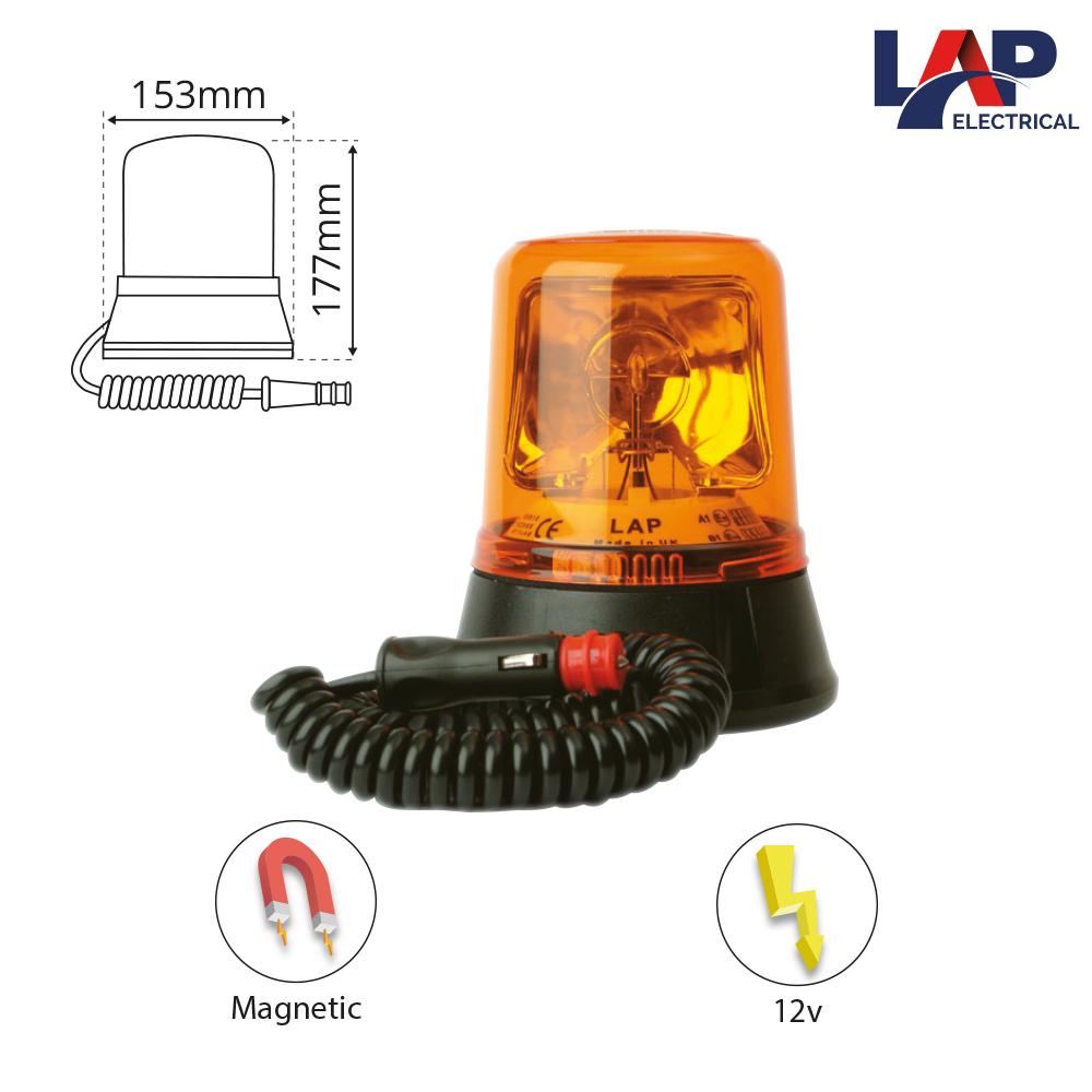 LAP 12V Rotating Beacon Amber, Magnetic Mount - RED - RECOVERY ...